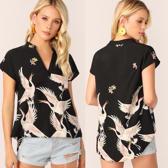 Tops | Toby Plunging Neckline Top Black | Poshmark